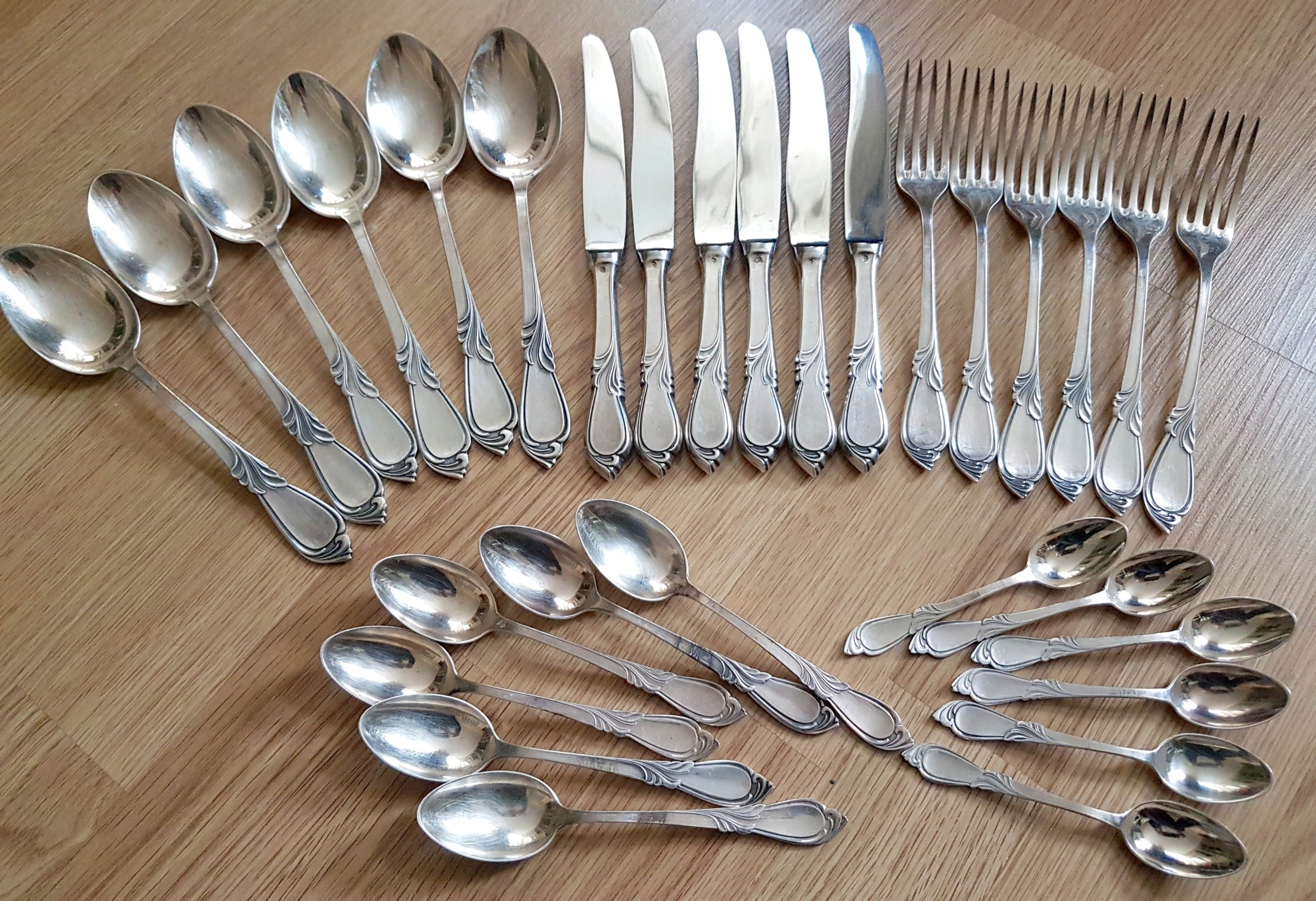 SREBRNE Sztućce HEFRA Rapsodia 30 szt. 6-os SREBRO - 7570596065 ...