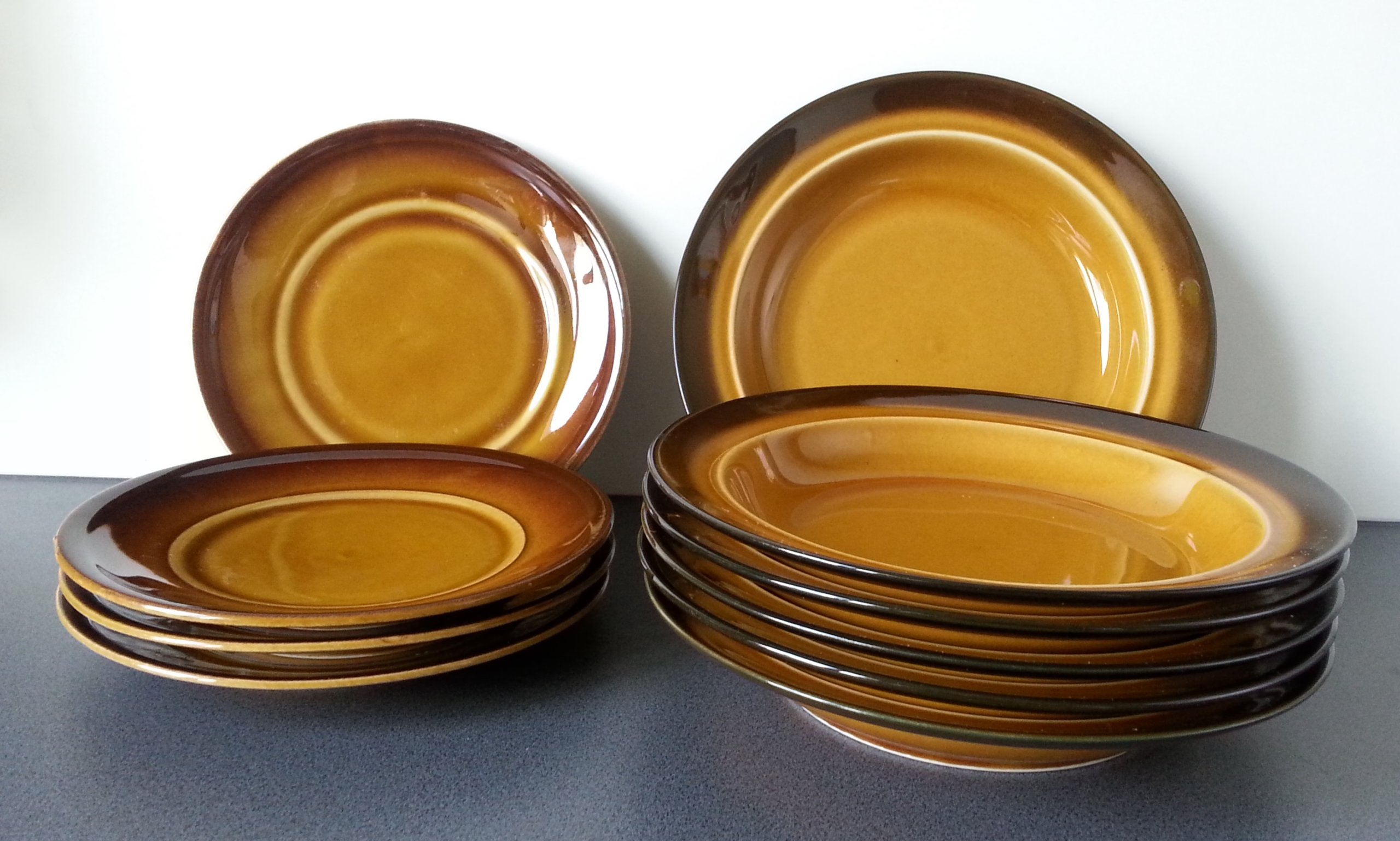 brązowe TALERZE zestaw talerzy CERAMIKA TUŁOWICE - 7422840314 ...