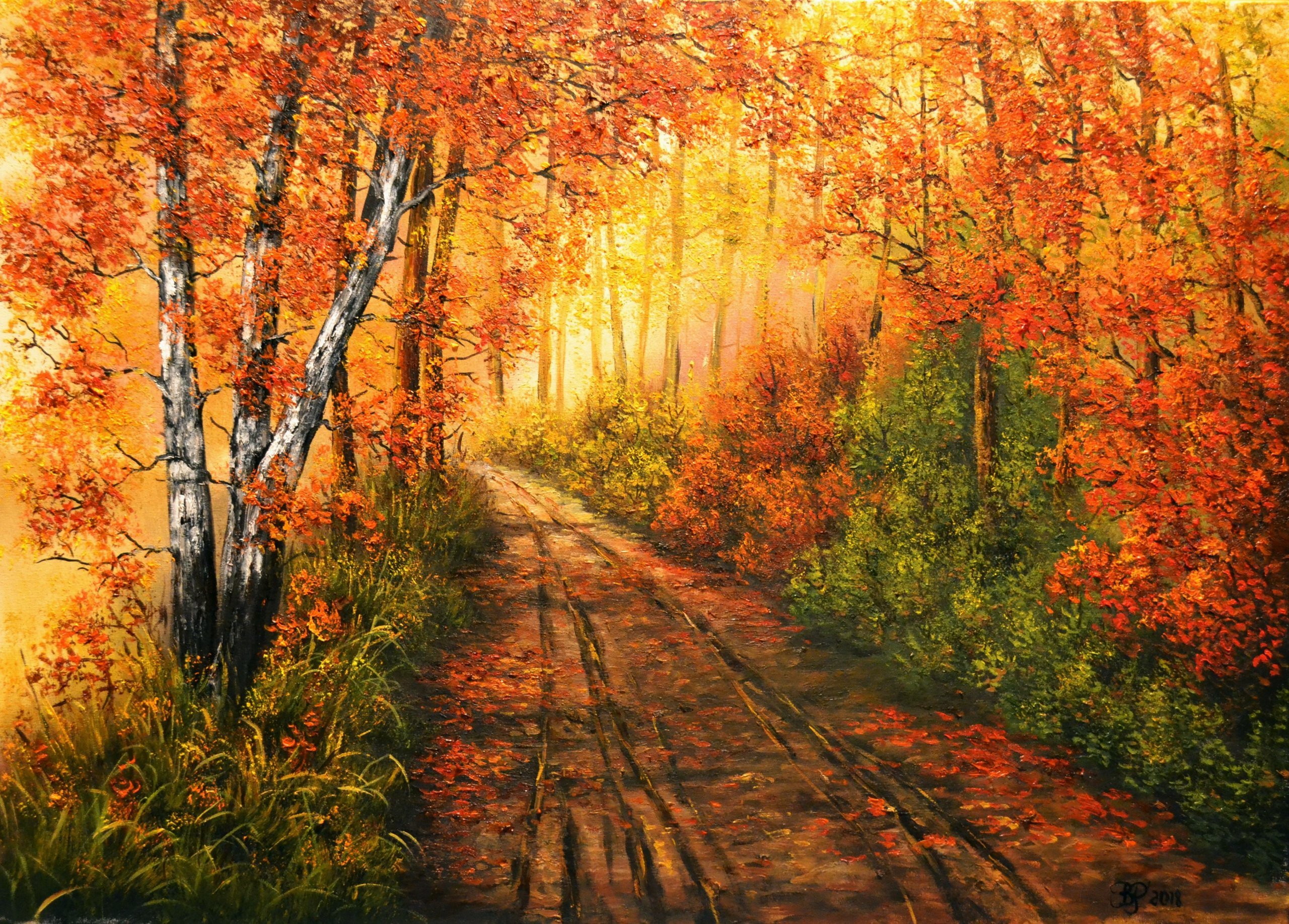 B.P.- OBRAZ OLEJNY - ZŁOTA JESIEŃ - 70X50 - 7373309503 - oficjalne ...