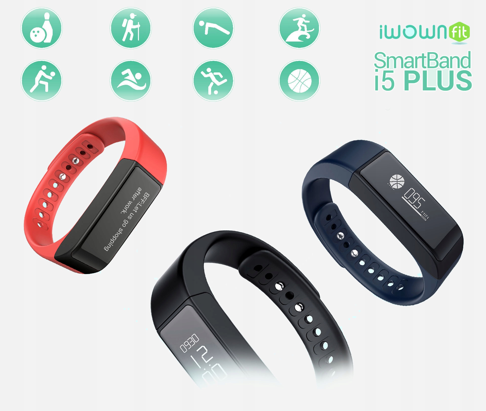 iWOWN fit i5 PLUS OPASKA FIT ZEGAREK SMARTBAND - 6968356062 - oficjalne archiwum allegro