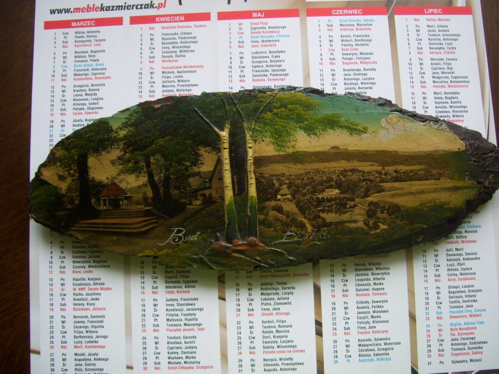 Zabytkowy obrazek drewno pamiątka Bad Berft Niemcy - 7722623269 ...