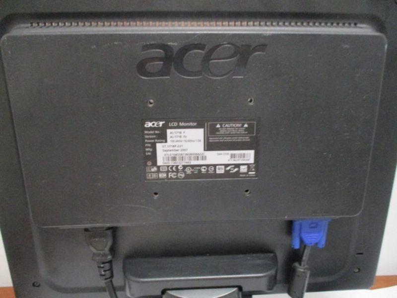 MONITOR ACER AL1716 OKABLOWANIE - 7720671241 - oficjalne archiwum Allegro