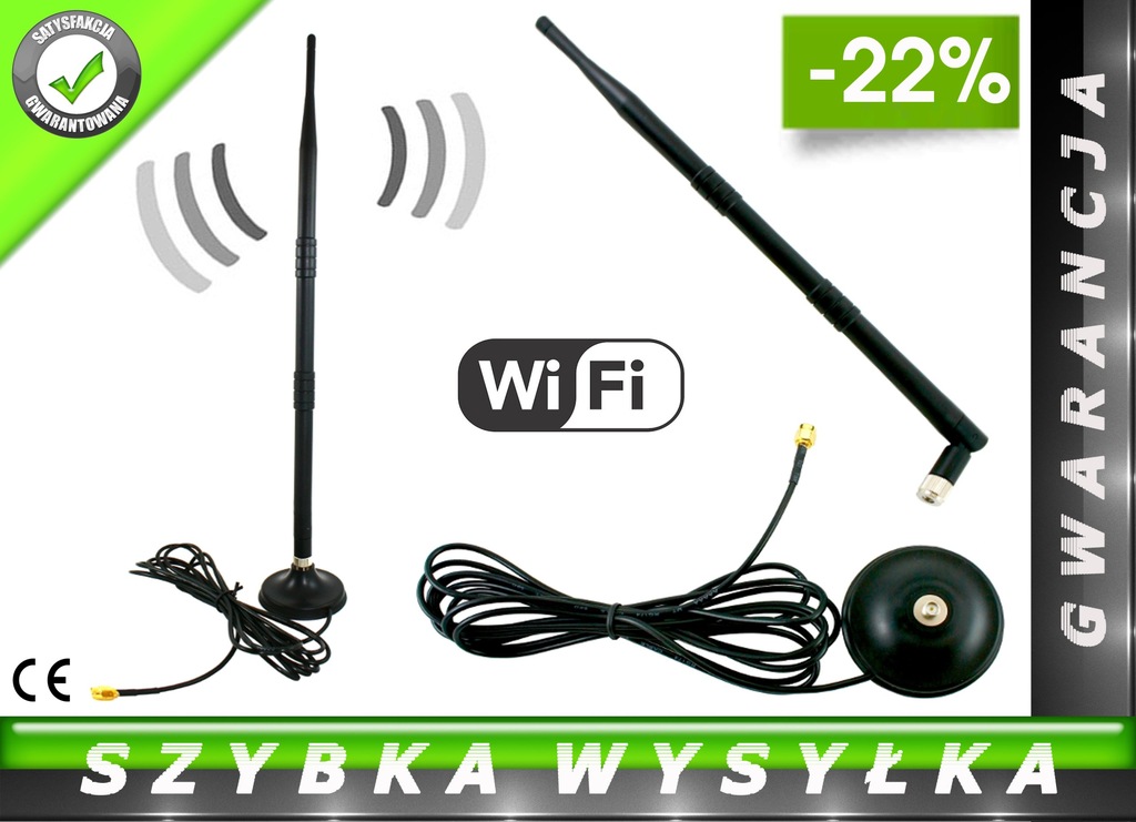 ANTENA WiFi 41CM 12dBI RP-TNC + PODSTAWKA RP-SMA - 6974260202 ... ANTENA WiFi 41CM 12dBI RP-TNC + PODSTAWKA RP-SMA - 6974260202 ...