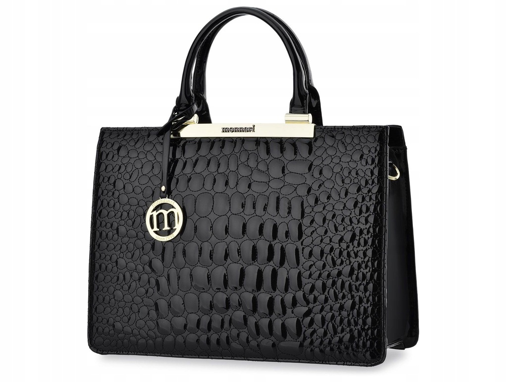 TOREBKA DAMSKA MONNARI LAKIEROWANA SZTYWNA AKTÓWKA - 7555146306 - oficjalne archiwum Allegro