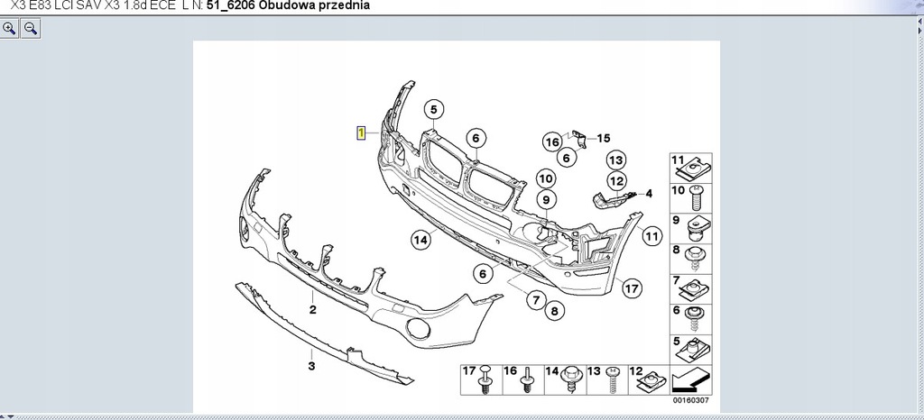 Obudowa zderzaka przednia BMW X3 E83 - 7413433902 - oficjalne archiwum ...