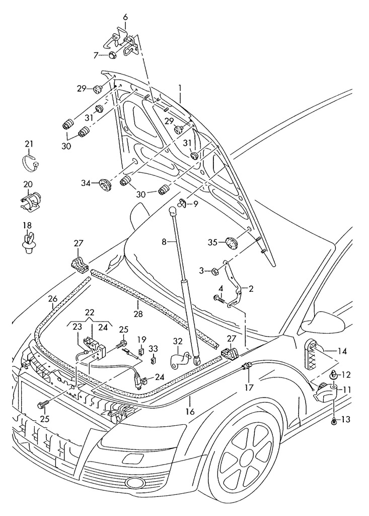 CIĘGNO LINKA MASKI 4F1823531B AUDI A6 S6 RS6 C6 - 7340832194 ...
