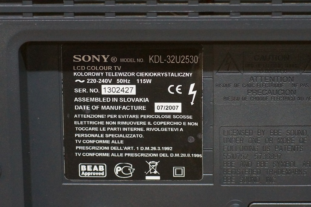 LCD SONY KDL-32U2530 SUPER OKAZJA CENOWA - 7139387145 - oficjalne ...
