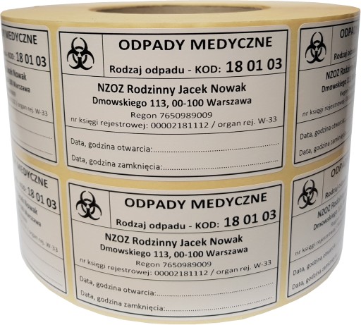 odpady medyczne skażone niebezpieczne naklejki na worki etykiety 180103 ... odpady medyczne skażone niebezpieczne naklejki na worki etykiety 180103 ...